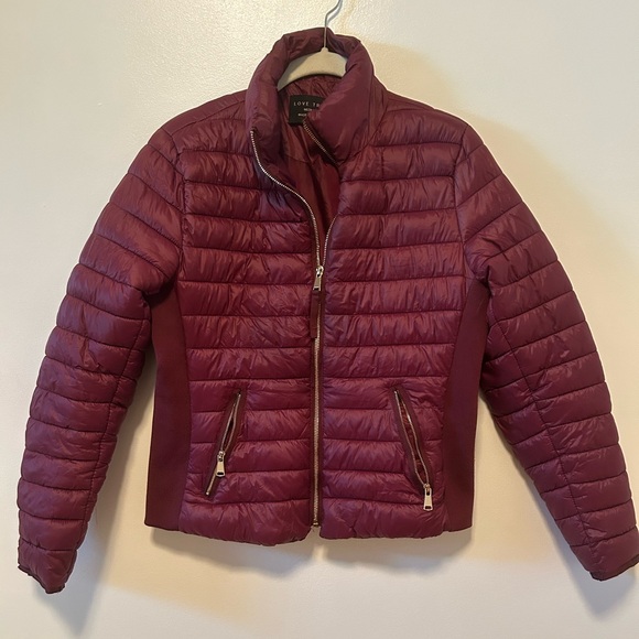 Love Tree | Jackets & Coats | Love Tree Womens Medium Burgundy Puffer ...